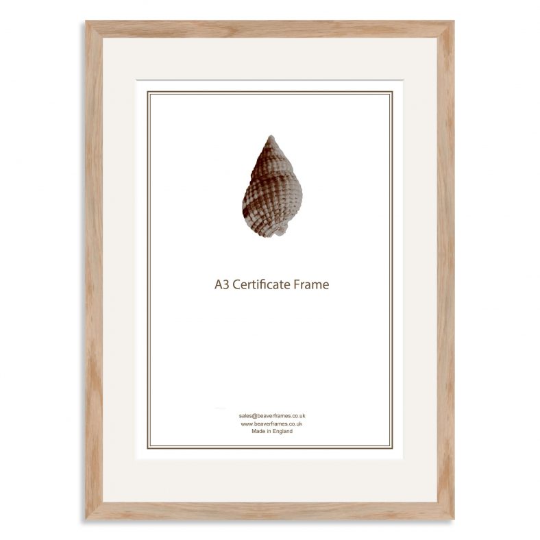 Elite Collection: Solid Oak Frame and Mount for A3 Certificate - INYDY
