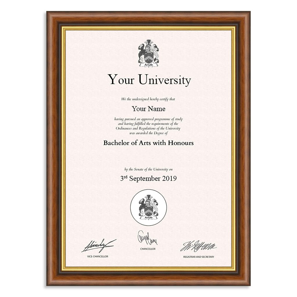 Classic Mahogany and Gold Wooden A4 Certificate Frame - INYDY