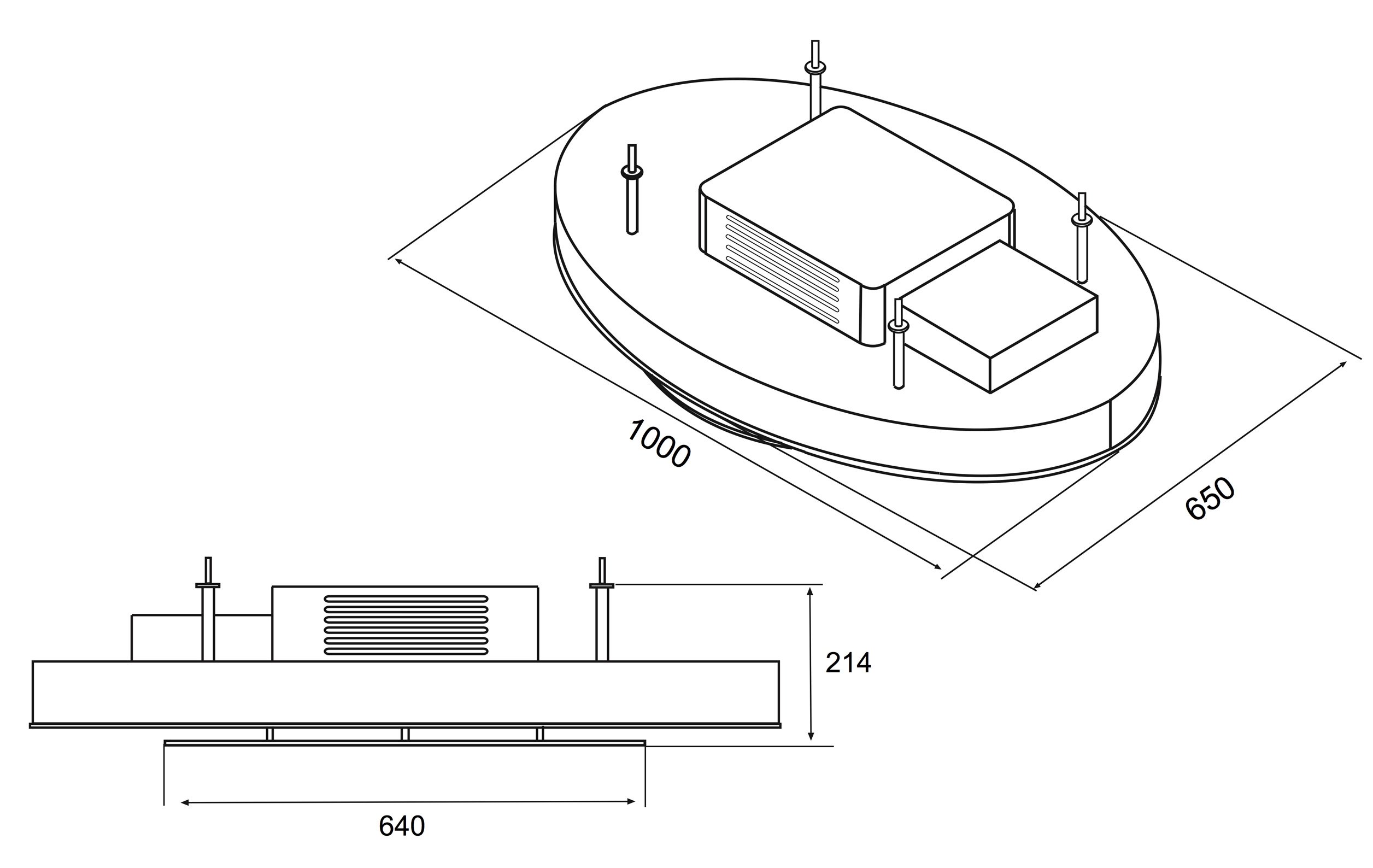 100cm LED Lamp Ceiling Cooker Hood - Airforce Ellitto F - INYDY
