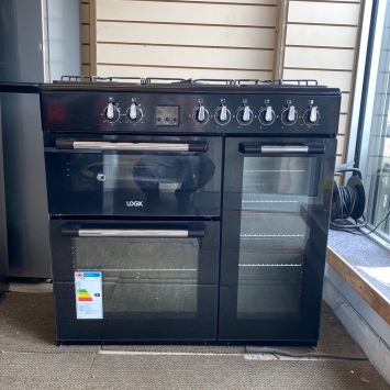 LOGIK LRC90B21 90 cm Dual Fuel Range Cooker - Black - Shop At Home - INYDY